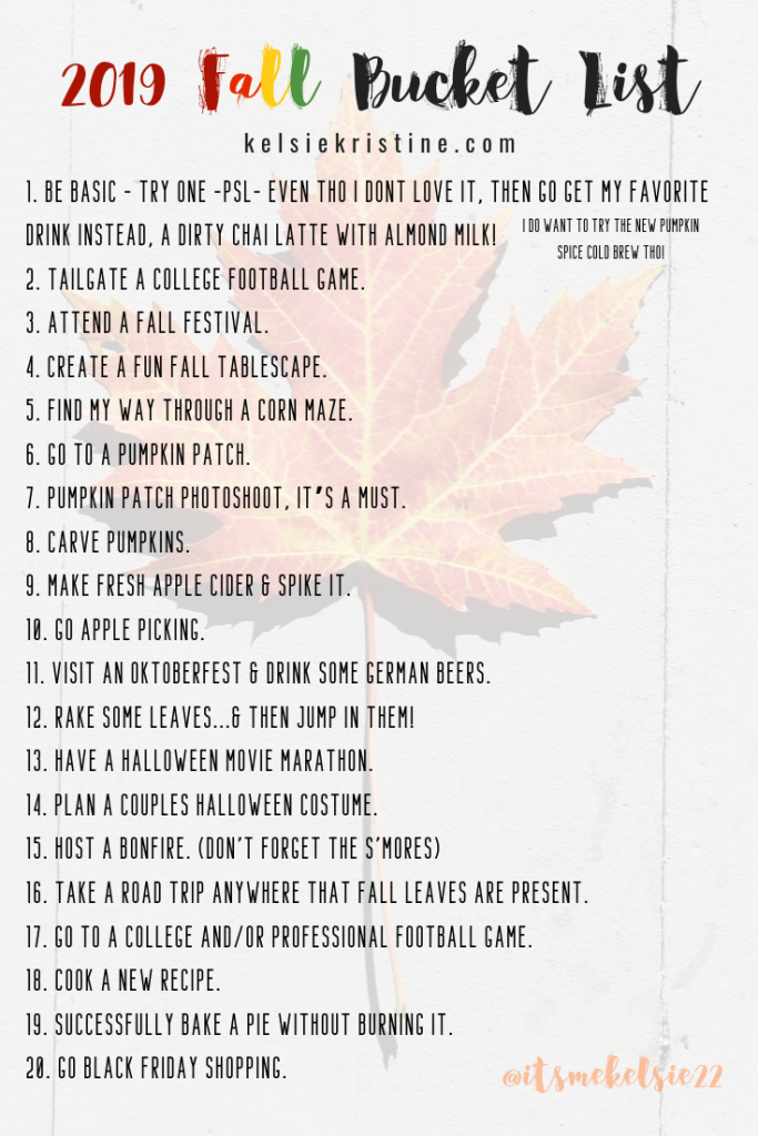Fall 2019 Bucket List - Kelsie Kristine